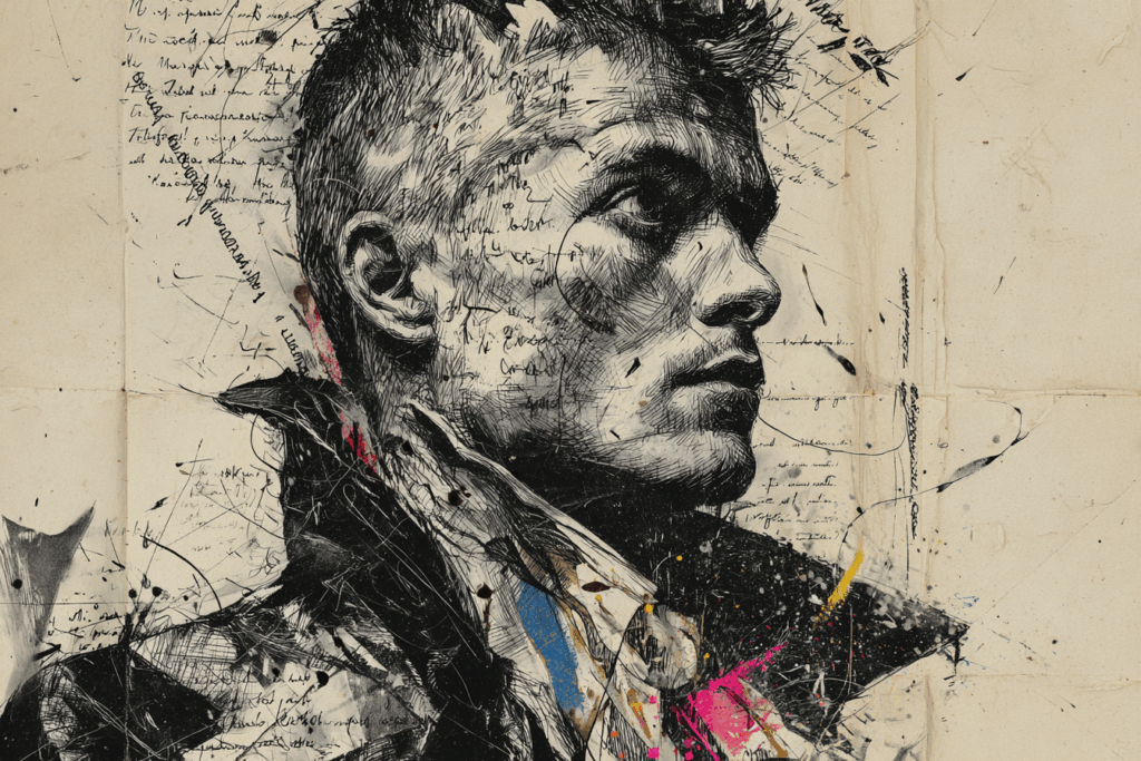 Expressive Ink Sketch Mixed-Media Portrait
