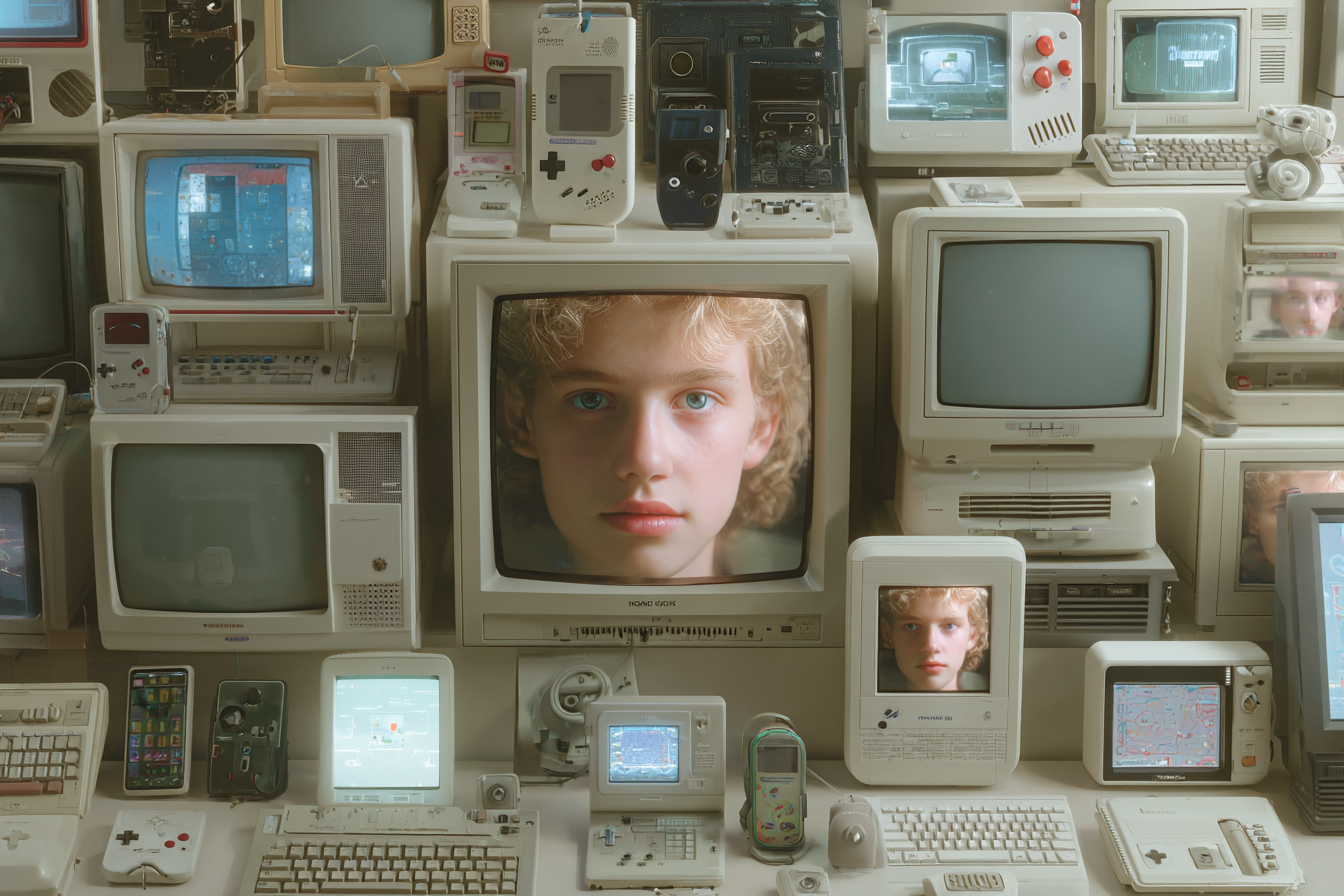 Clustered Vintage & Modern Devices Portrait
